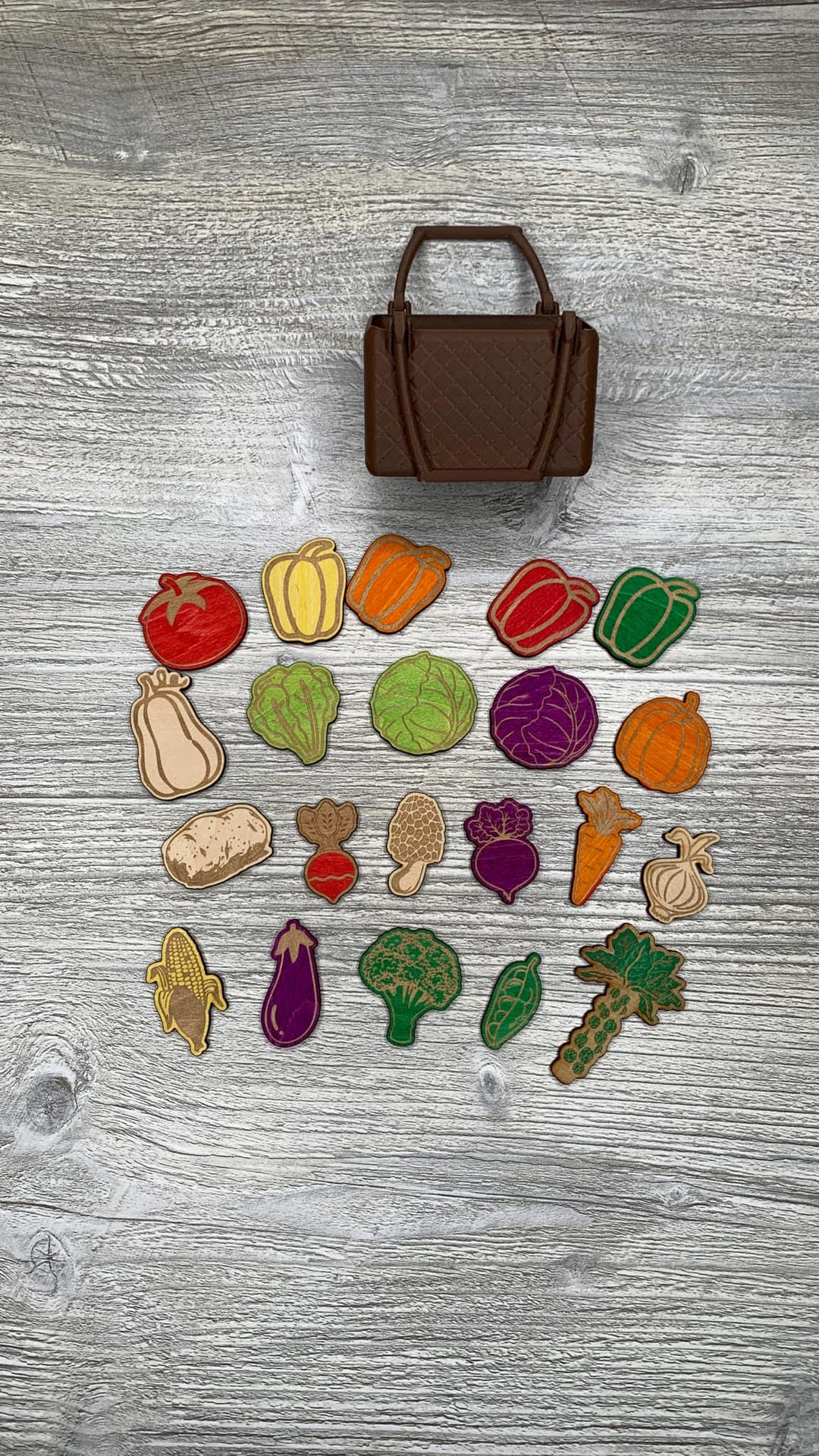 Veggie Harvesting Wooden Sensory Play Set, Wooden Vegetables, Vegetable ...