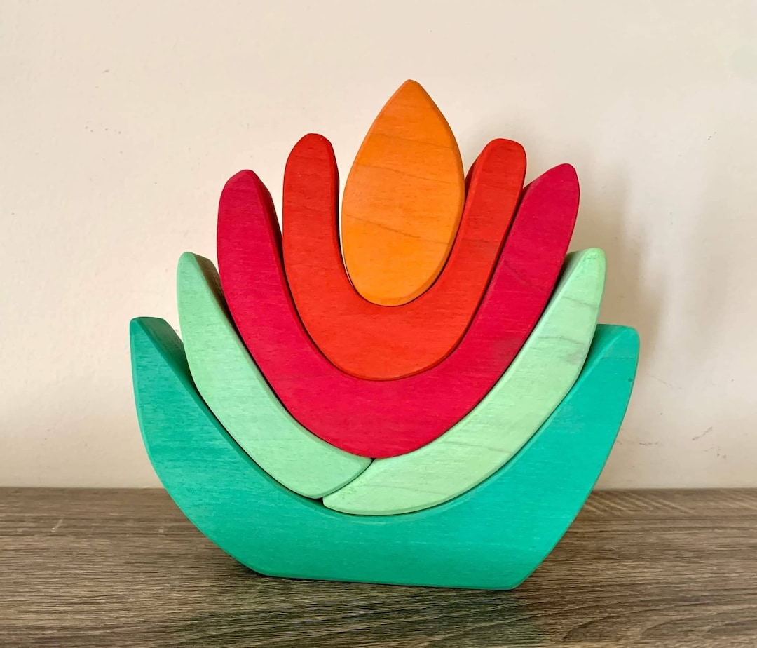 Mini Flower Stacker, Wooden Flower Stacker, Wooden Stacking Toy ...