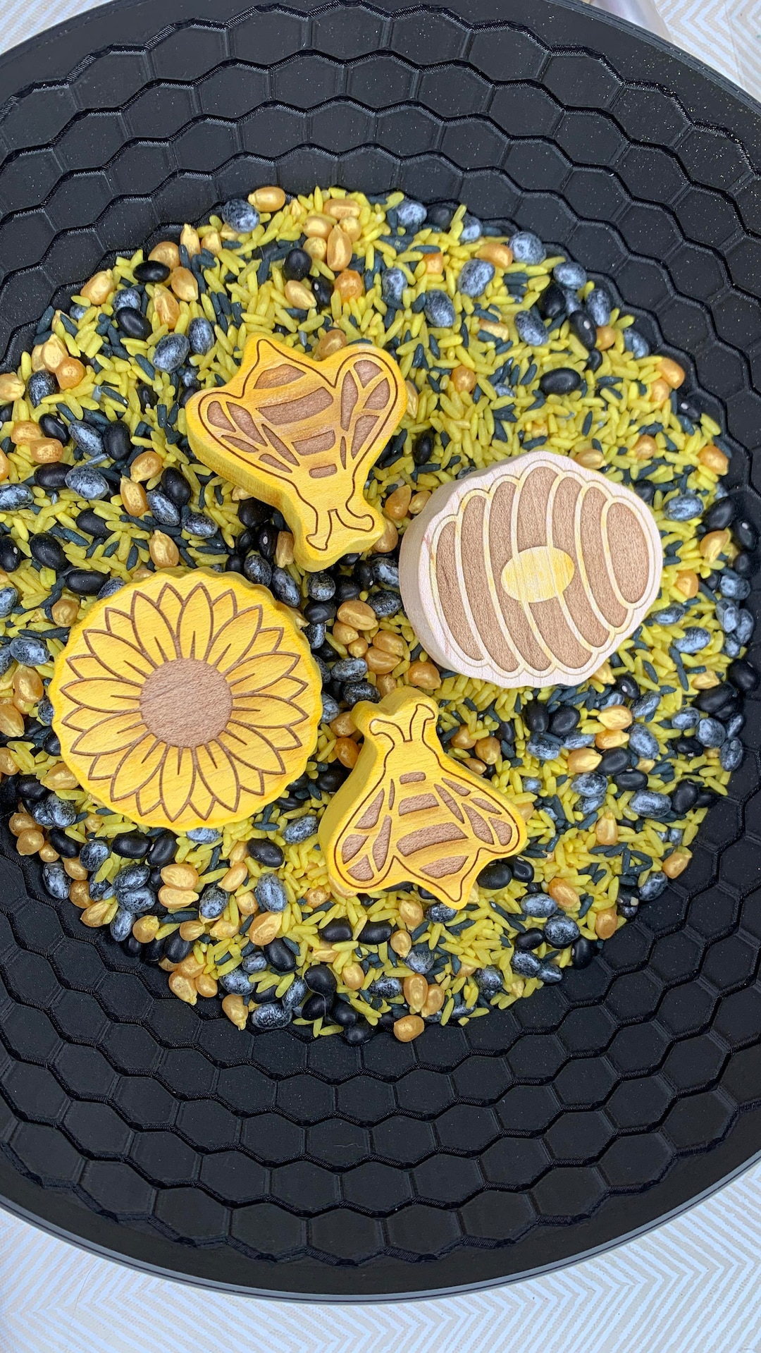 Wooden Pocket Bee Play Set, Mini Wooden Beess, Wooden Beehive ...