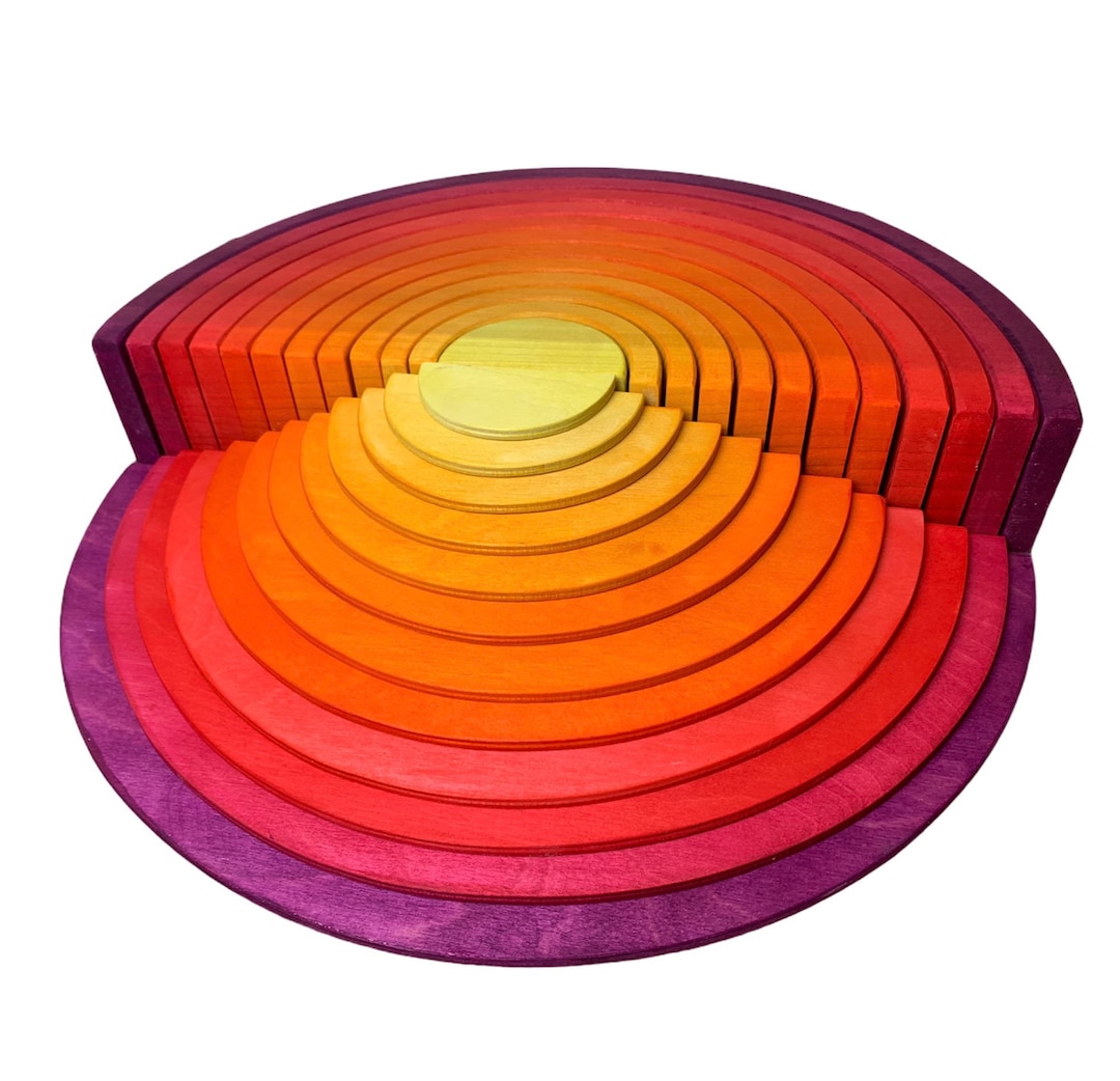 Rainbow Stacker Puzzle With Semicircles Set, Rainbow Puzzle, Montessori ...
