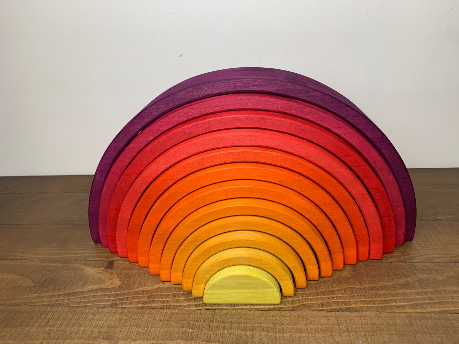 Rainbow Stacker Puzzle With Semicircles Set, Rainbow Puzzle, Montessori ...