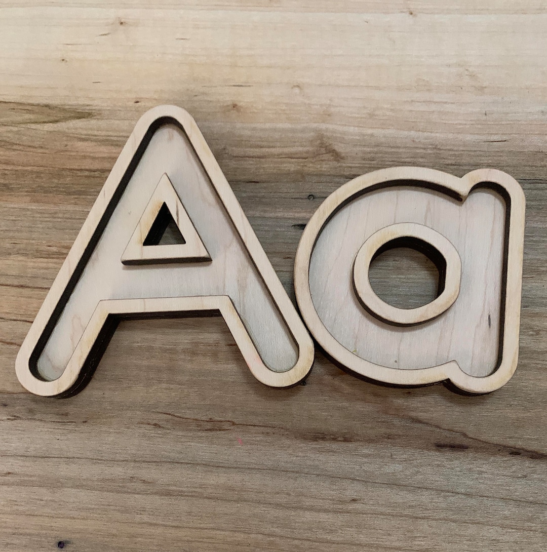 Wooden Alphabet Sensory Tray Set, Montessori Alphabet Trays. Wooden ...