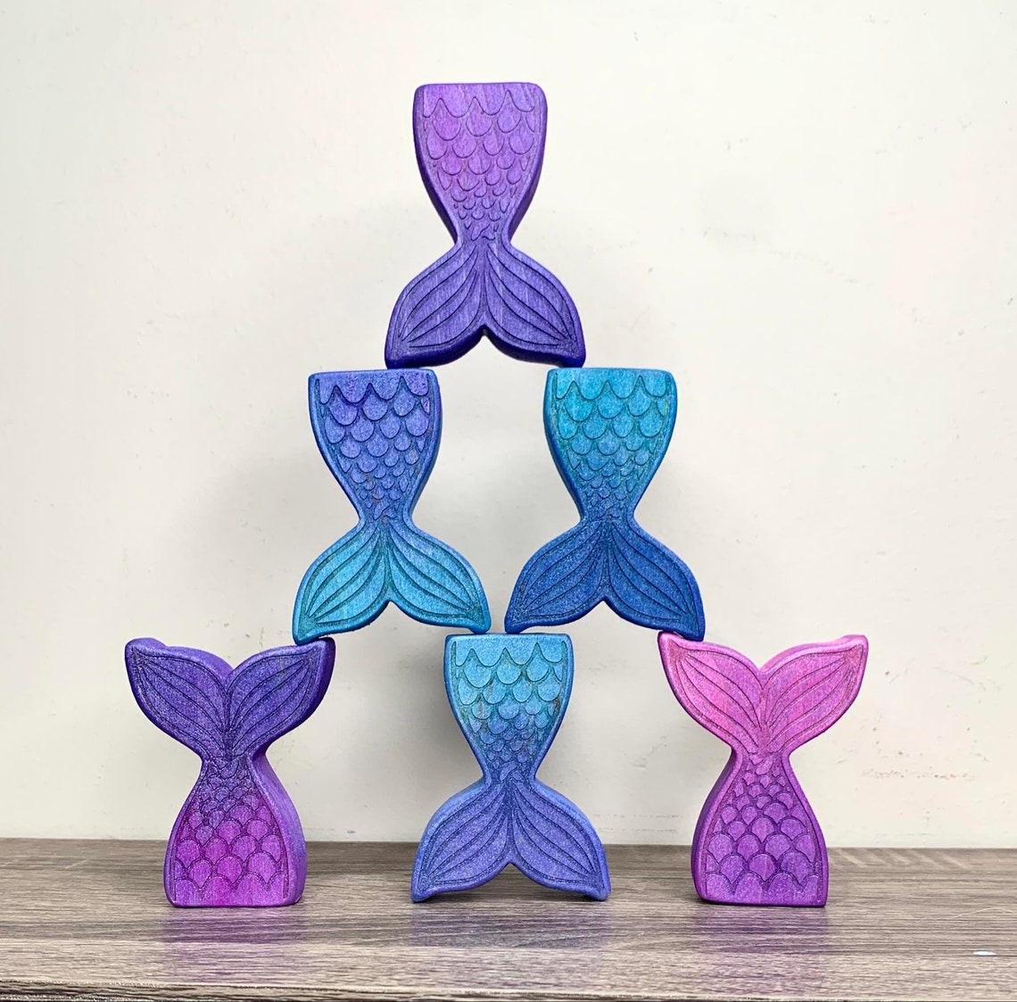 Wooden Mermaid Tail Stacking Toy, Mermaid Wooden Stacker, Wooden ...
