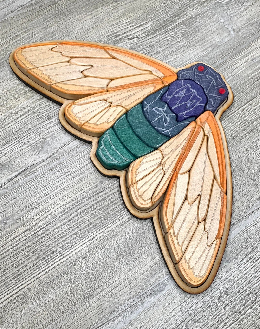 Wooden Cicada Puzzle, Chunky Blocks Puzzle, Nature Building Blocks ...