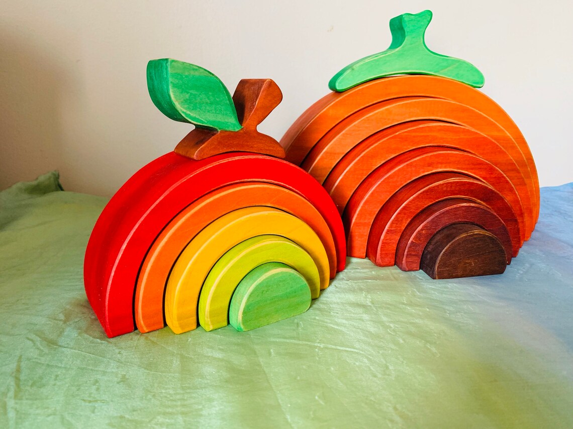 Apple Stacker Puzzle, Wooden Apple, Wooden Apple Stacker, Stacker ...