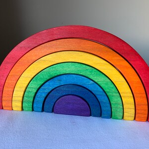 Rainbow Stacker, Rainbow Puzzle Stacker, Wooden Toy, Waldorf Inspired ...