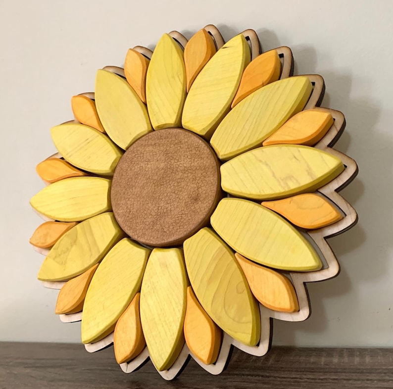 Sunflower Block Set Blocks Wooden Blocks | Etsy