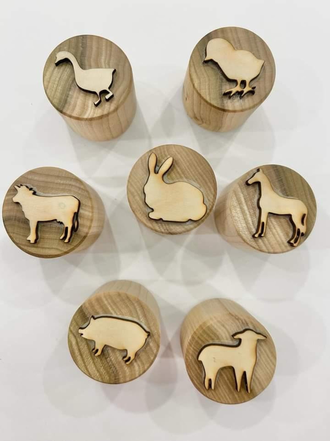 Barnyard Animals Play Dough, Farm Animal Stamp Set, Stampers, Wooden ...