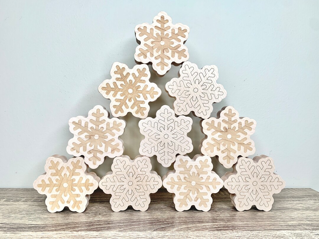 Stacking Stowflakes, Wooden Snowflake Set, Stackable Building Blocks ...