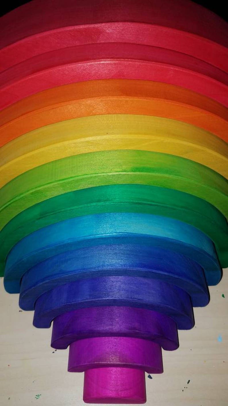 Rainbow Stacker Puzzle With Semi Circles Set Rainbow Puzzle | Etsy