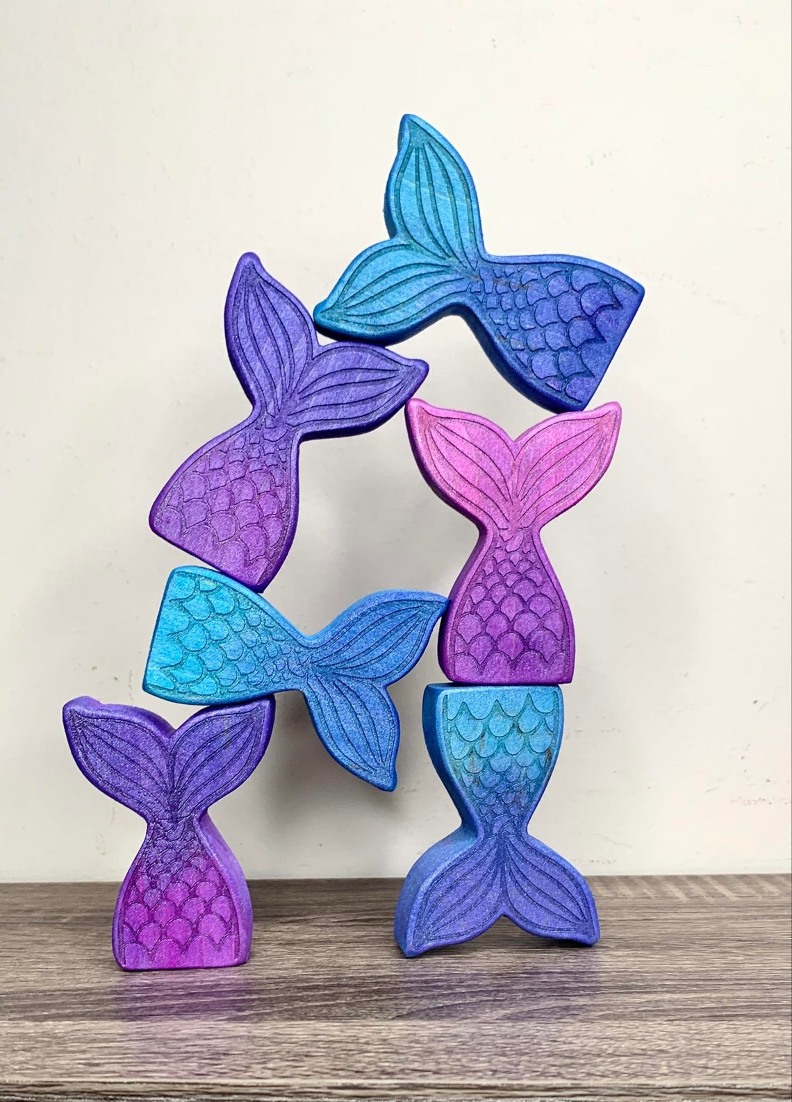 Wooden Mermaid Tail Stacking Toy, Mermaid Wooden Stacker, Wooden ...