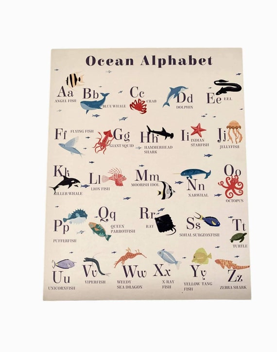 Ocean Alphabet Alphabet Poster Canvas Poster Canvas Print - Etsy