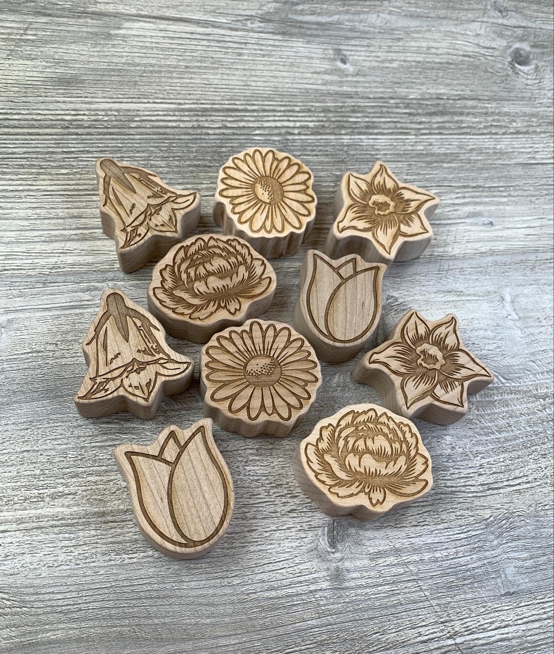 Wooden Flower Stacking Toy, Wooden Stacking Flowers, Wooden Balance Toy ...