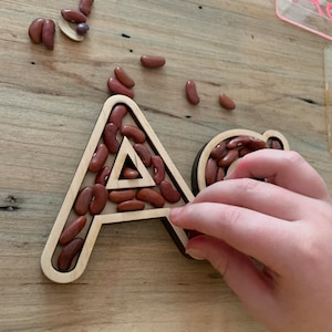 Wooden Alphabet Sensory Tray Set, Montessori Alphabet Trays. Wooden ...