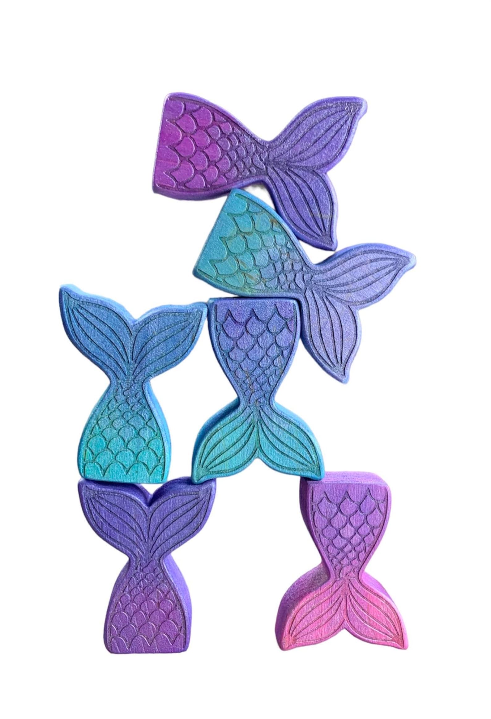 Wooden Mermaid Tail Stacking Toy, Mermaid Wooden Stacker, Wooden ...