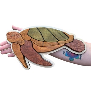 Sea Turtle Wooden Puzzle, Chunky Blocks Puzzle, Nature Building Blocks ...