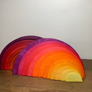 Rainbow Stacker Puzzle With Semicircles Set, Rainbow Puzzle, Montessori ...