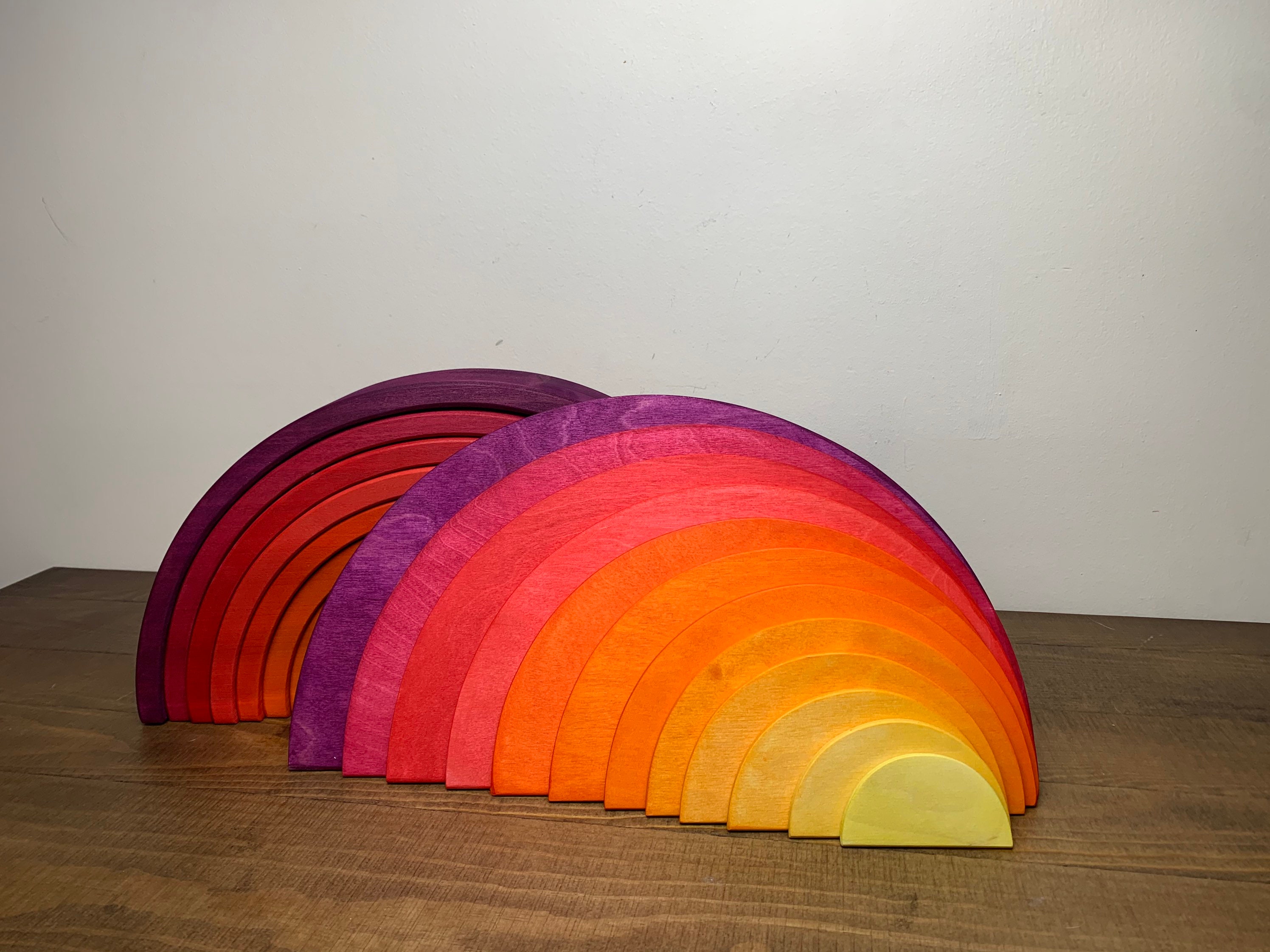 Rainbow Stacker Puzzle With Semicircles Set, Rainbow Puzzle, Montessori ...