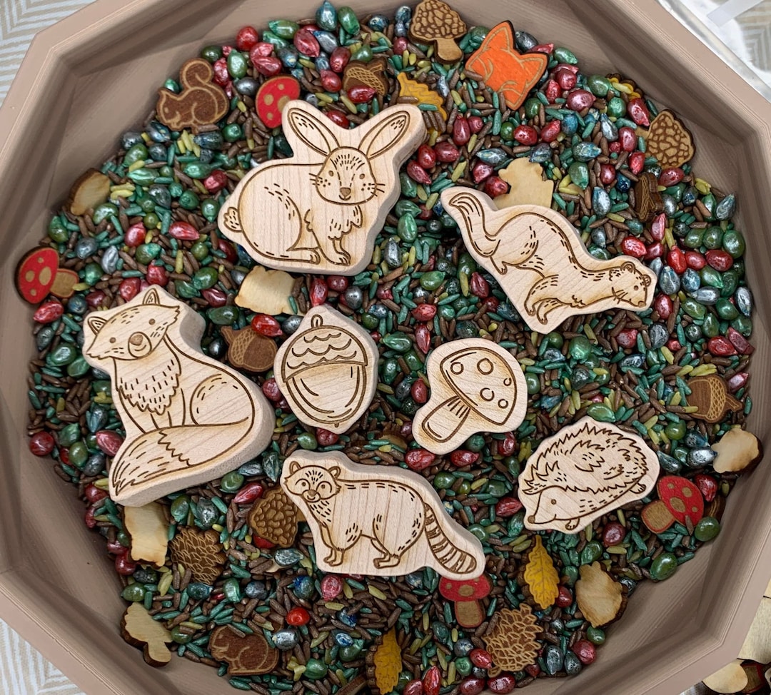 Wooden Woodland Animal Play Set, Mini Wooden Animals, Wooden Hedgehog ...