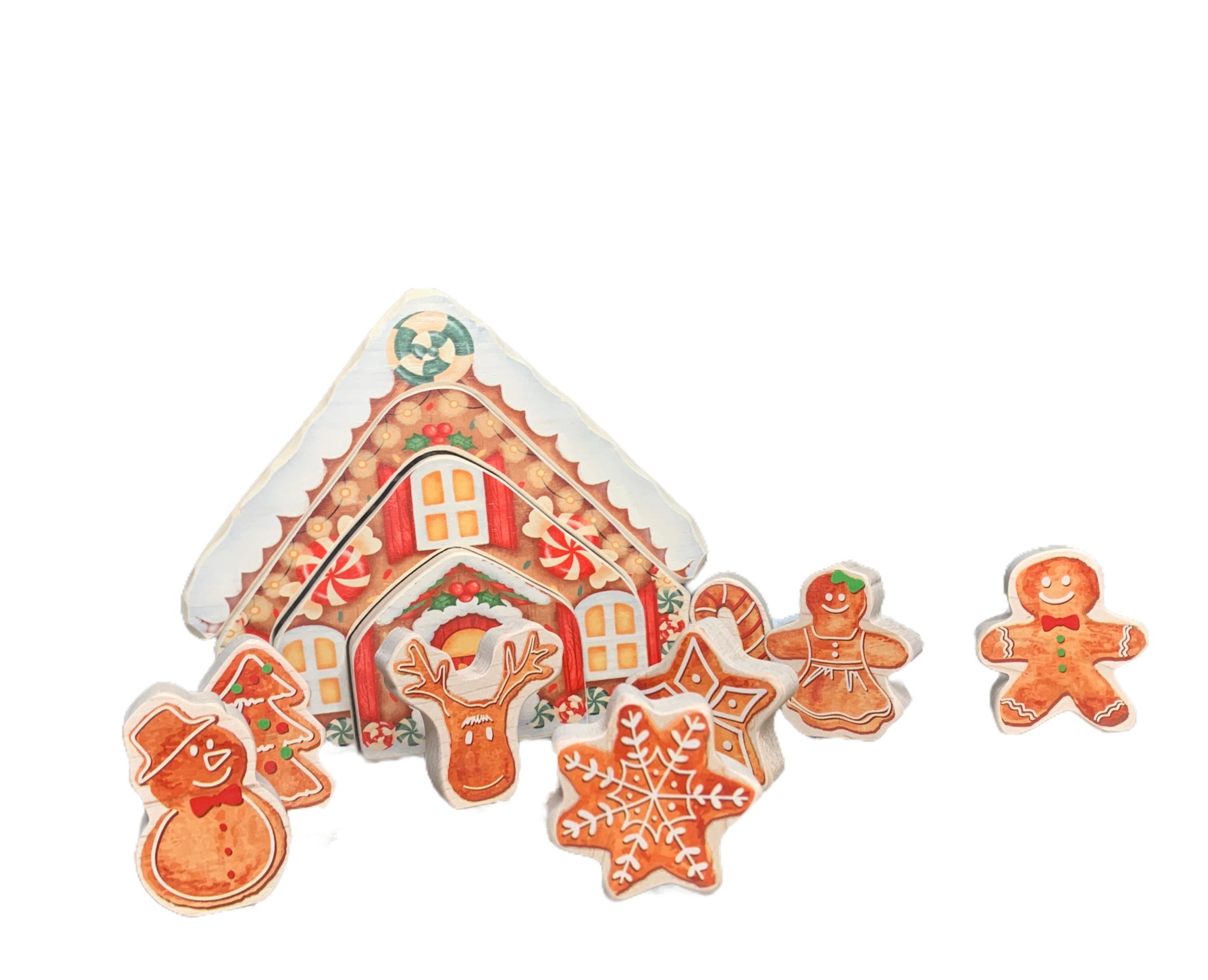 Gingerbread House Set Play Set Wooden Play Set Pretend Play | Etsy