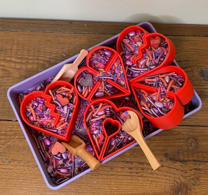 Valentines Day Heart Sensory Play Kit With Trays and Filler, Seonsory ...