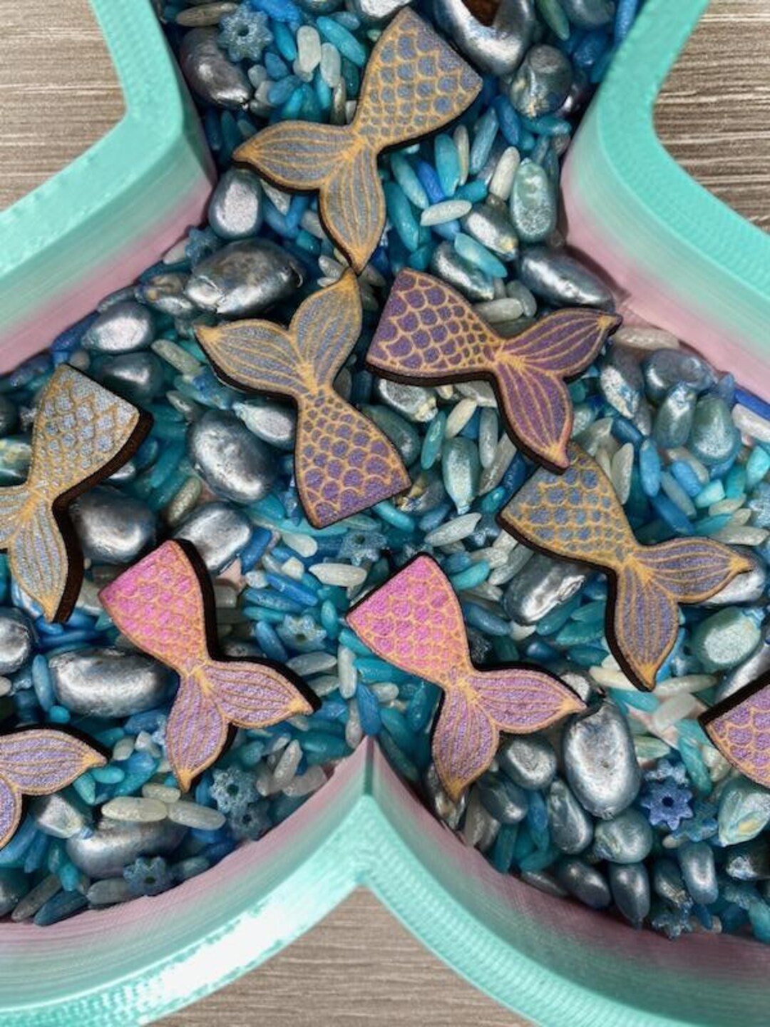 100 Wooden Mermaid Counters, Under the Sea Math Manipulatives, Set of ...