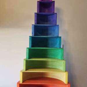 Rainbow Stacker Puzzle With Semi Circles Set, Rainbow Puzzle ...