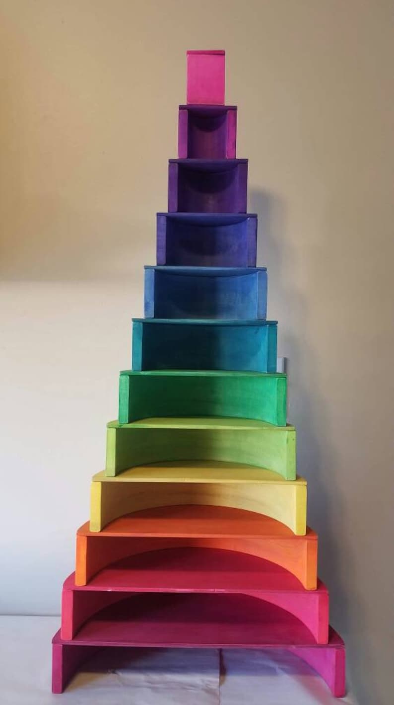 Rainbow Stacker Puzzle With Semi Circles Set Rainbow Puzzle | Etsy