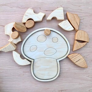 Wooden Mushroom Puzzle, Chunky Blocks Puzzle, Nature Building Blocks ...