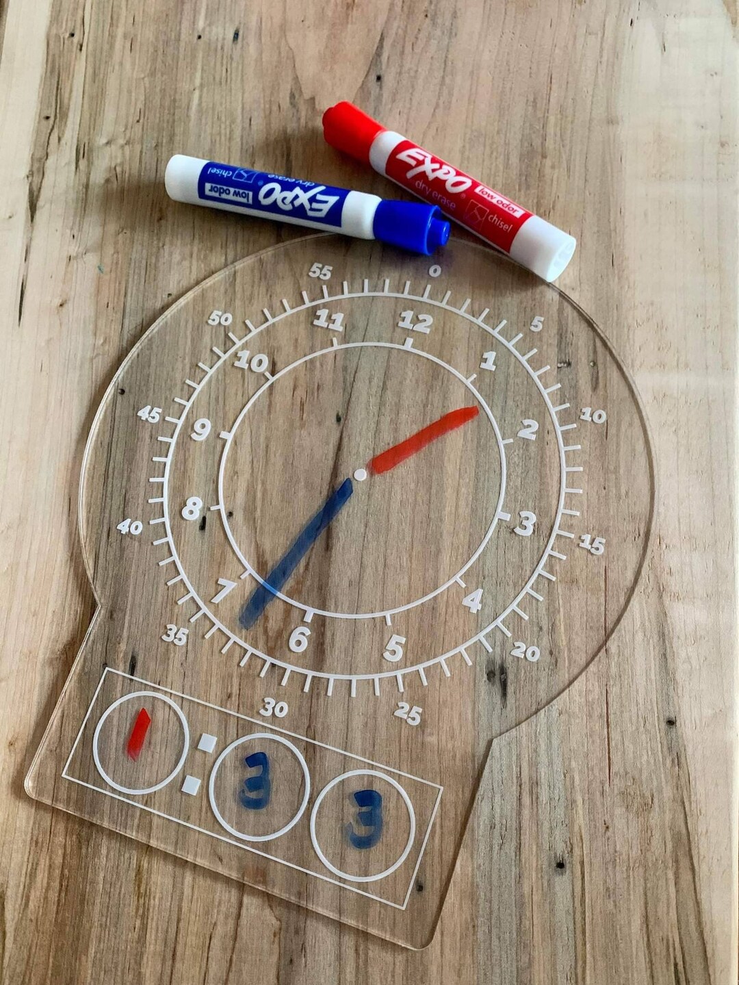 Dry Erase Digital to Analog Clock, Acrylic Clock With Digital Analog ...