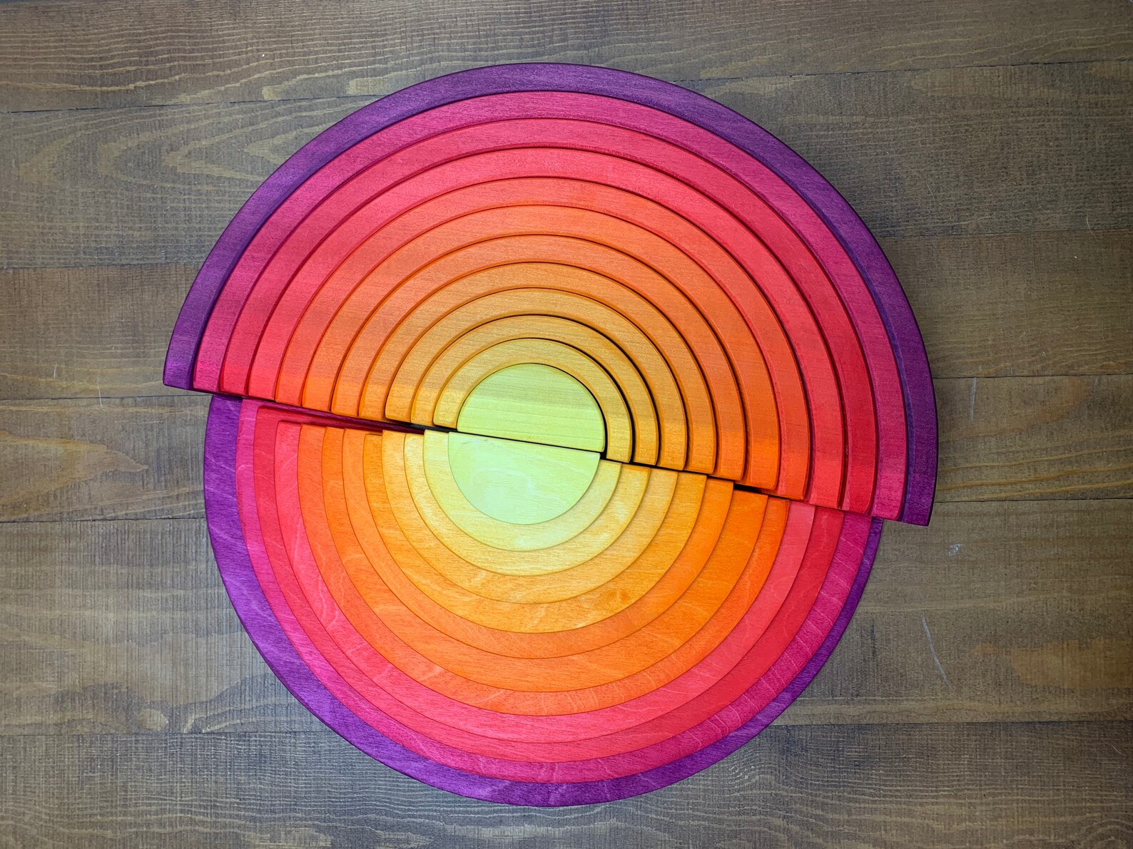 Rainbow Stacker Puzzle With Semicircles Set, Rainbow Puzzle, Montessori ...
