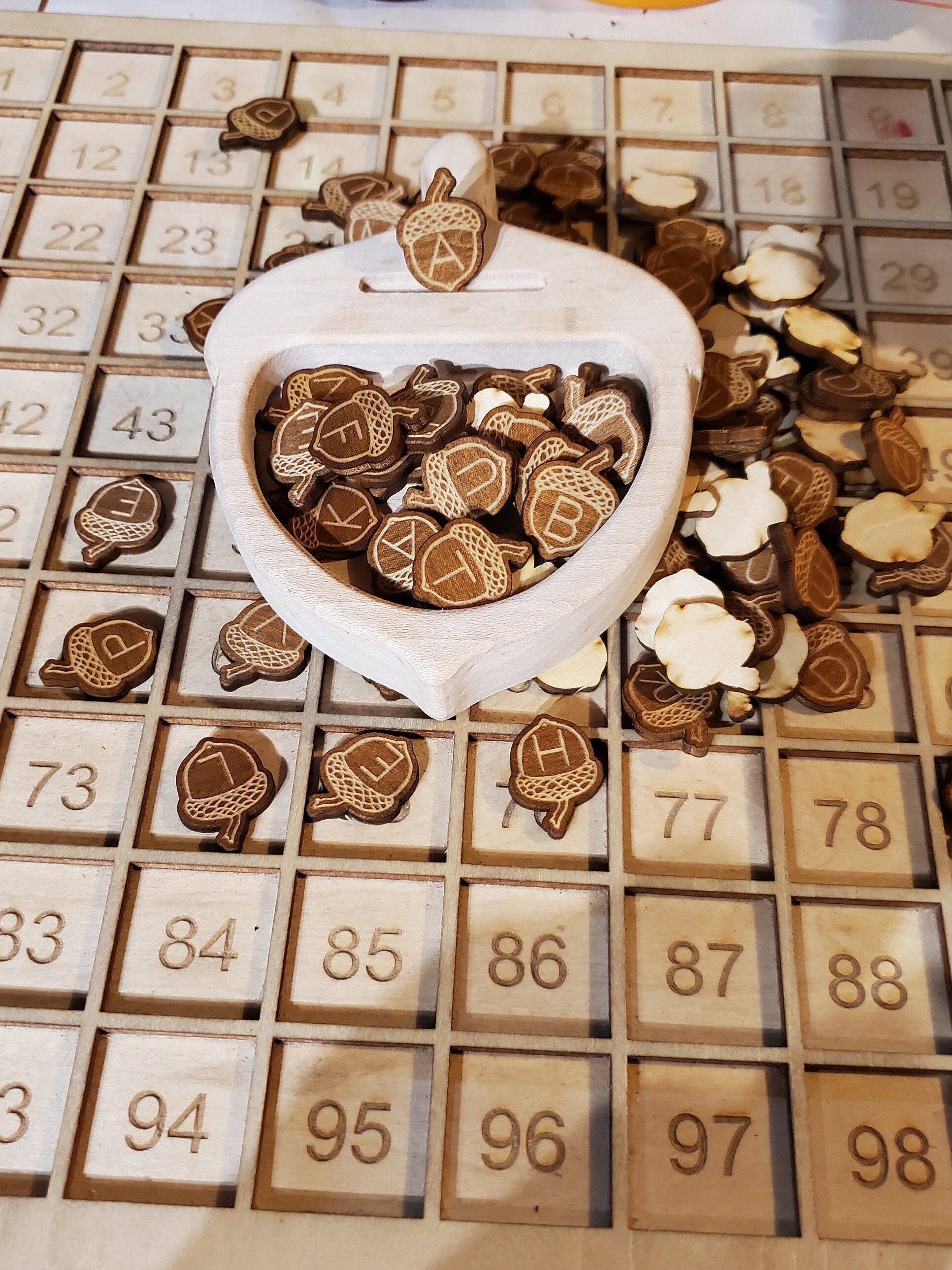 100 Alphabet Acorn Counters Loose Parts Manipulatives, 100 Board ...