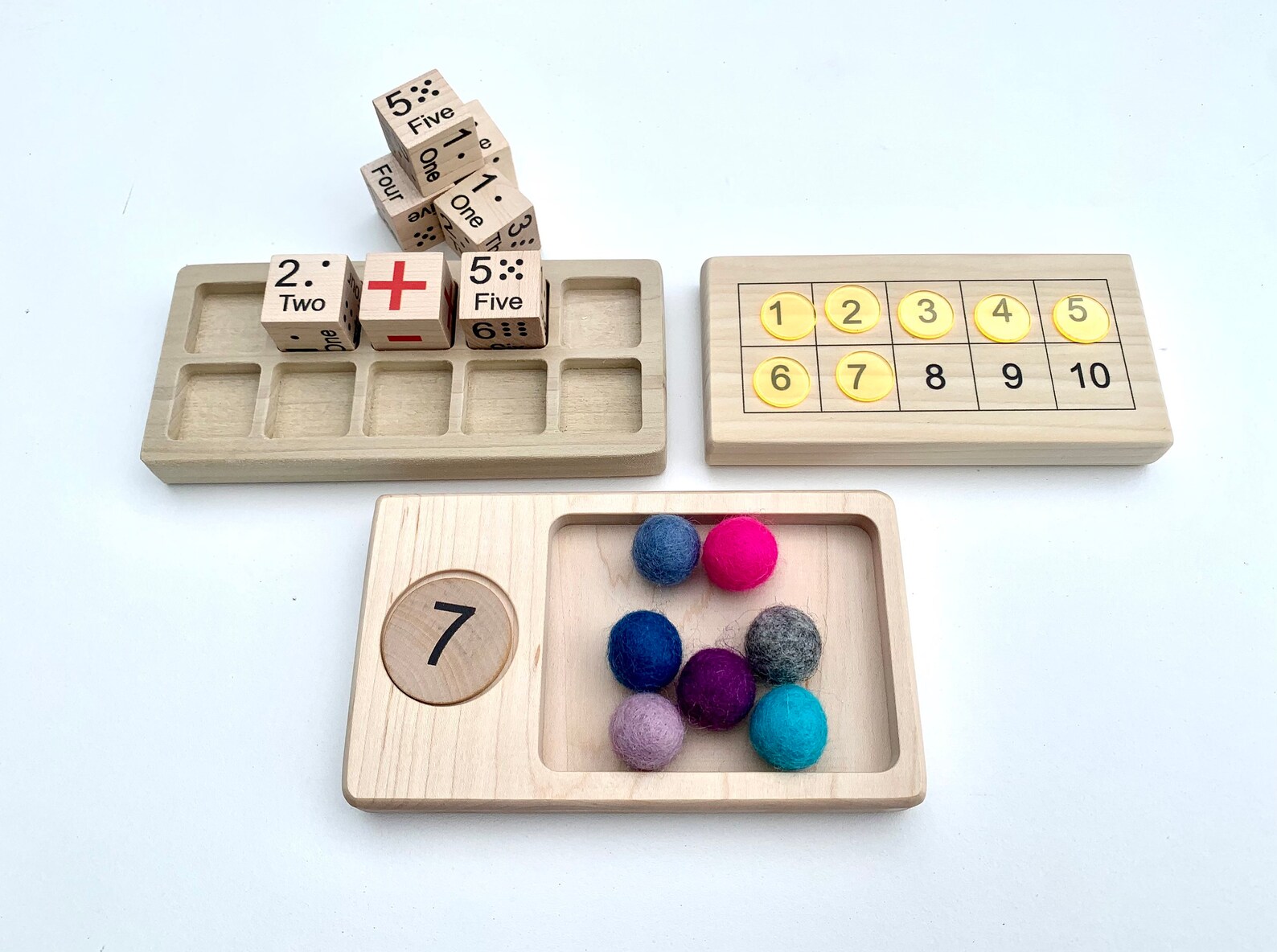 Math Set Wooden Ten Frame Wooden Sand Tray Counting Set - Etsy