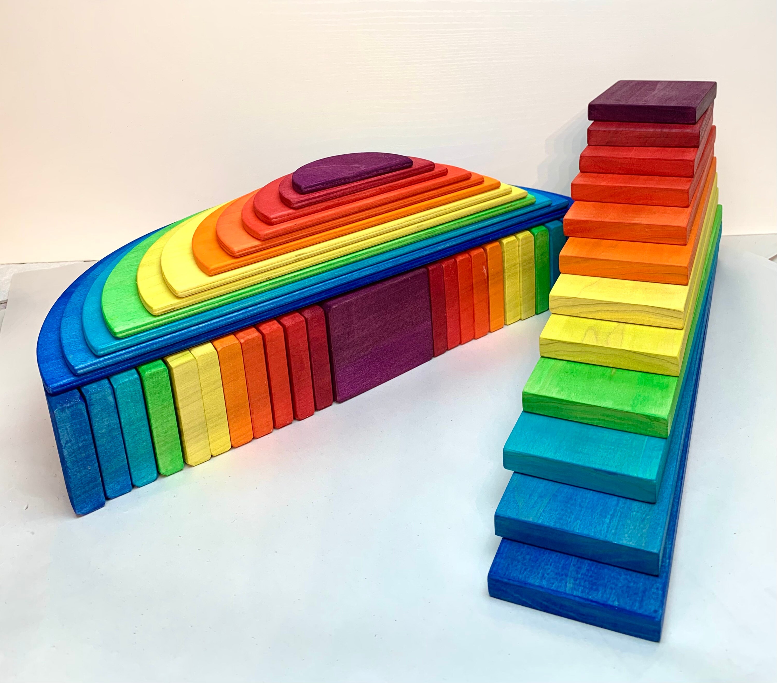 Rainbow Stacker Puzzle With Semi Circles Set Rainbow Puzzle | Etsy