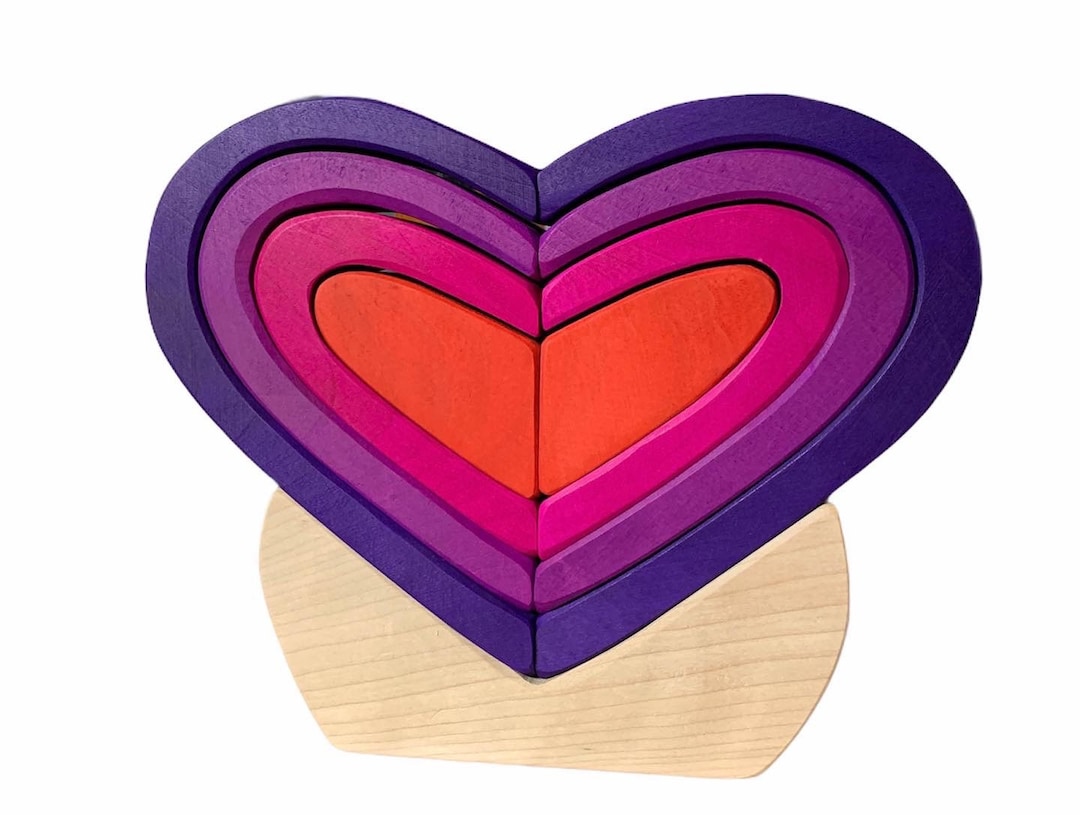 Wooden Heart Stacker, Valentine's Day Gift, Wooden Heart, Montessori ...