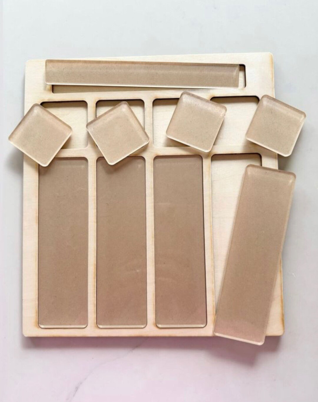 Montessori 4 Part Tray With Acrylic Inserts, Wooden Sorting Tray, Dry ...