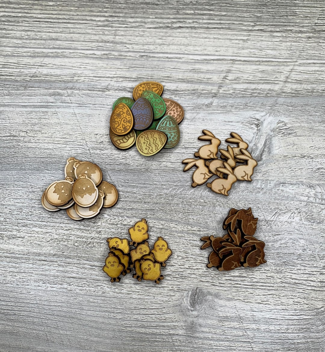 100 Easter Egg Easter Bunny Baby Chick Counters, Egg Hunt Tokens ...