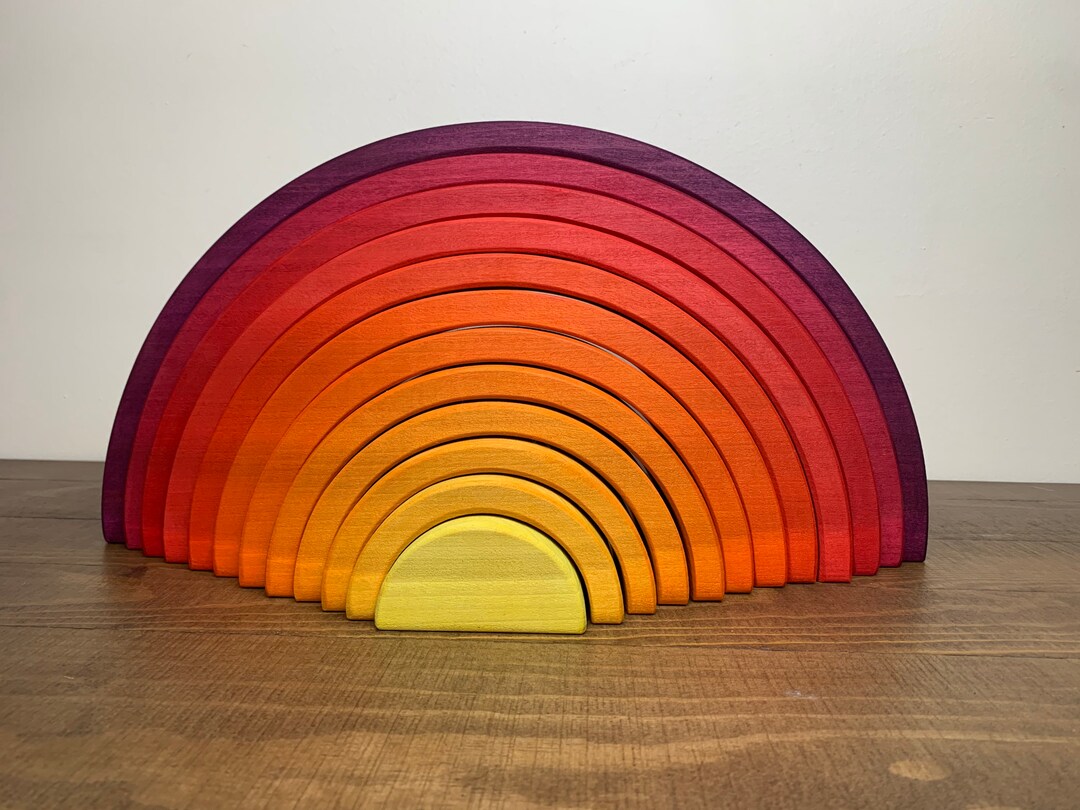 Sunsent Rainbow Stacker Puzzle, Rainbow Puzzle, Montessori Inspired, 2. ...