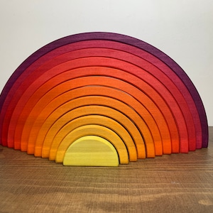 Sunsent Rainbow Stacker Puzzle, Rainbow Puzzle, Montessori Inspired, 2. ...
