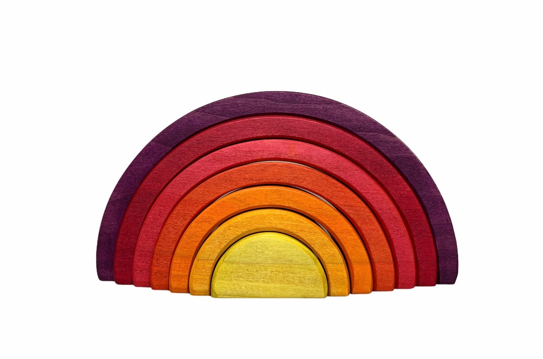 Rainbow Stacker, Rainbow Puzzle Stacker, Wooden Toy, Waldorf Inspired ...