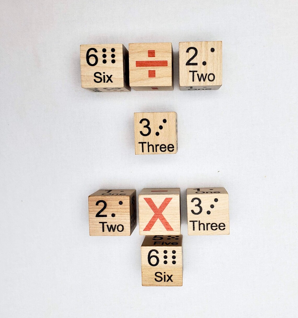 Math Dice Wooden Dice Educational Dice 3 Way Dice Math | Etsy