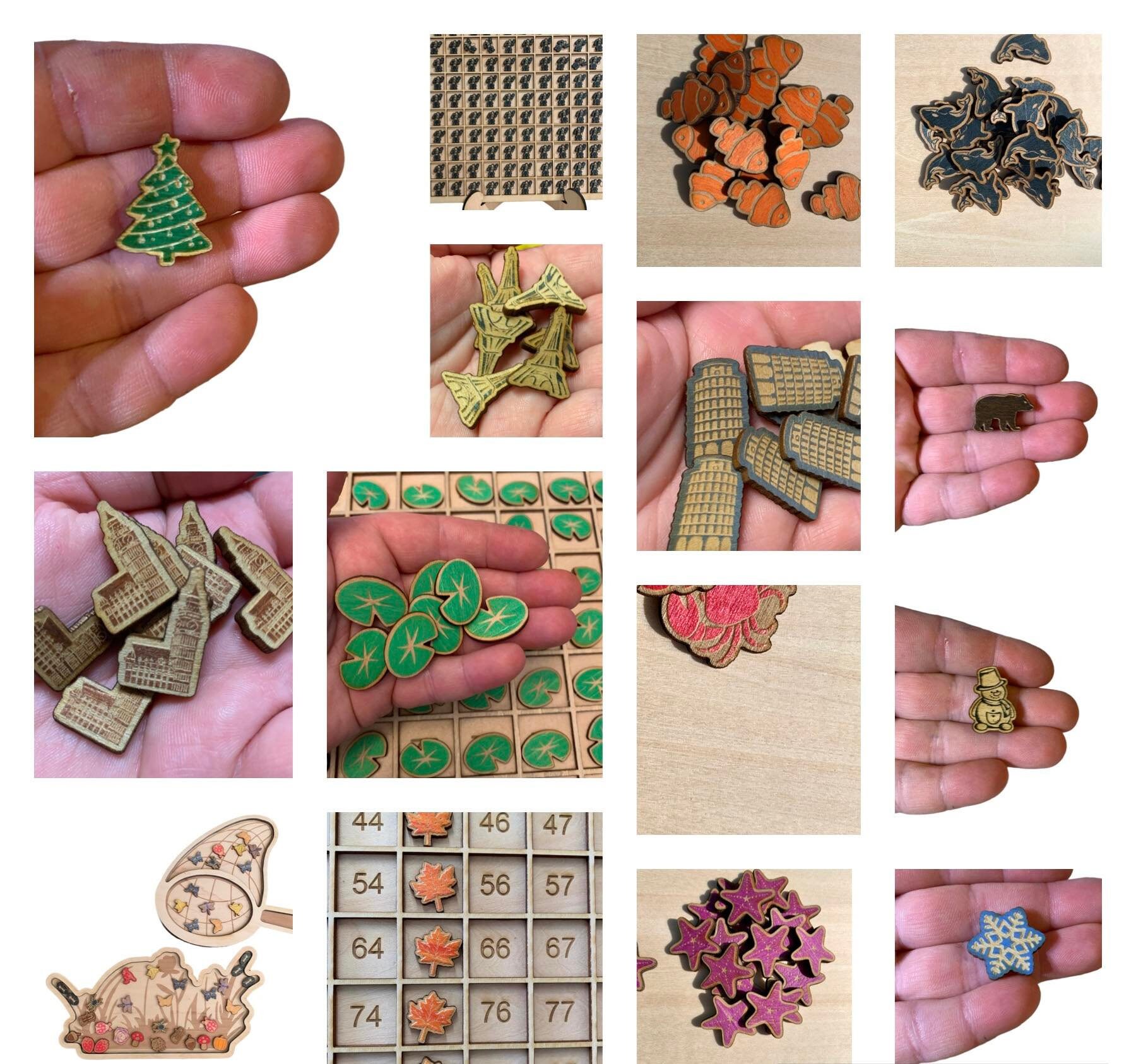 100 Math Counters, Set of Wooden Counters, Sensory Play Manipulatives ...