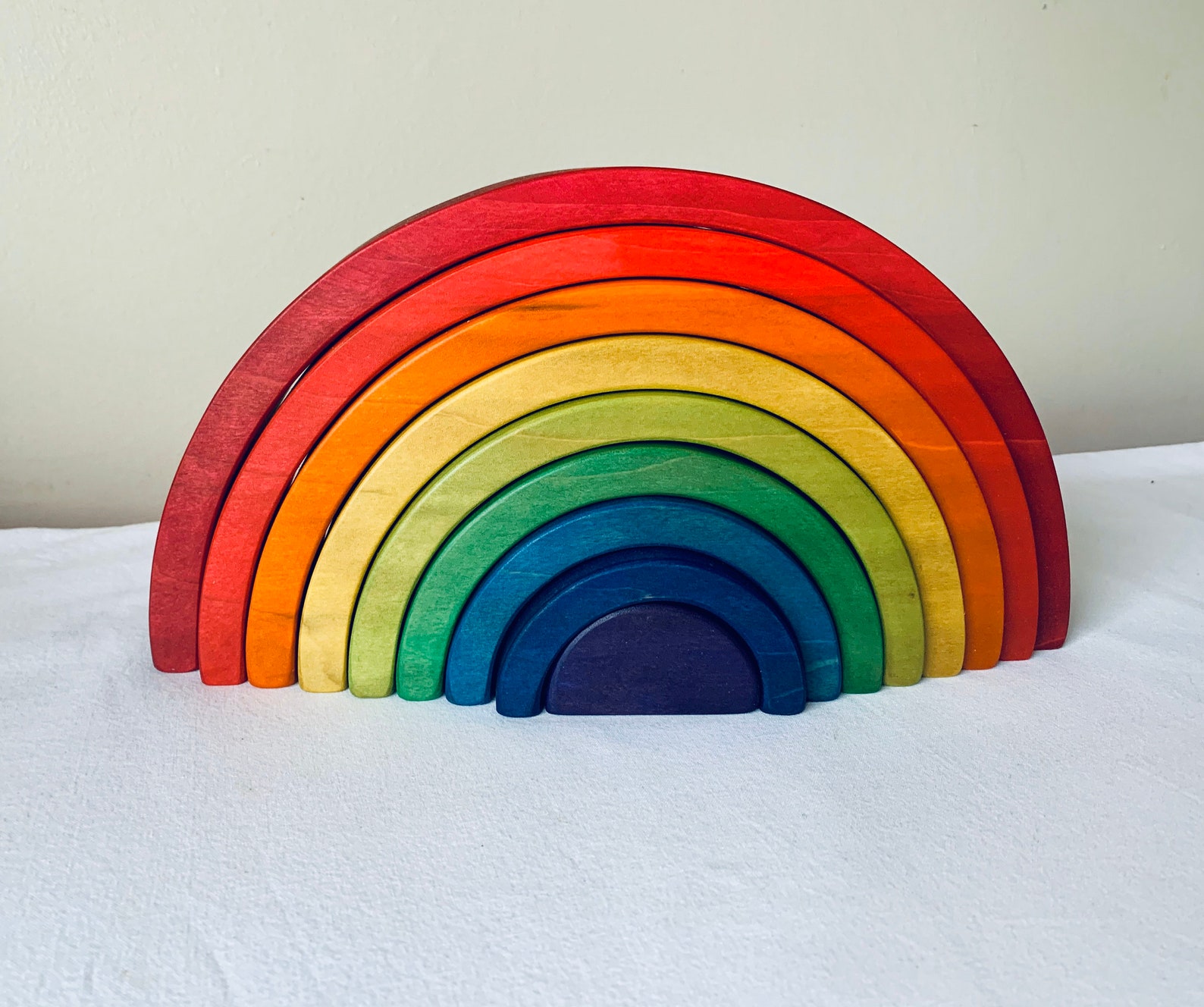 Rainbow Stacker Puzzle Wooden Rainbow Puzzle Wooden Toy | Etsy
