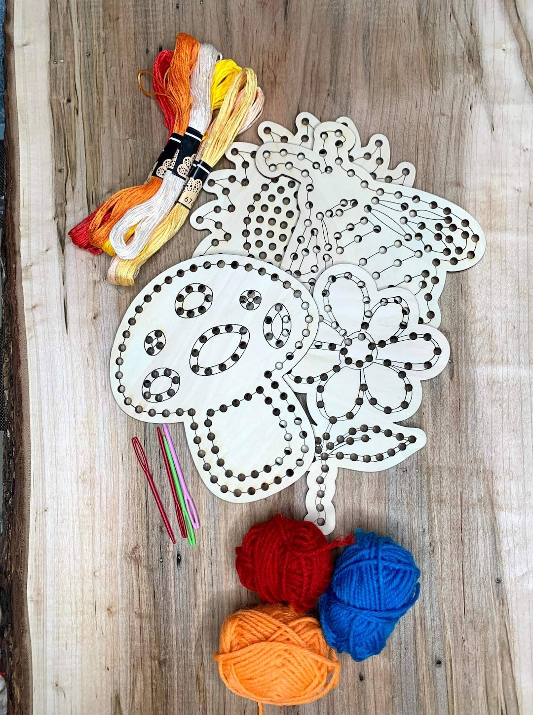 Wooden Outdoor Lacing Card Craft Set, Wooden Yarn Weaving Crafting Kit ...