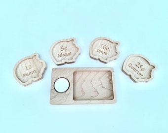 Money Sorting Activity Wooden Sand Tray Math Board | Etsy