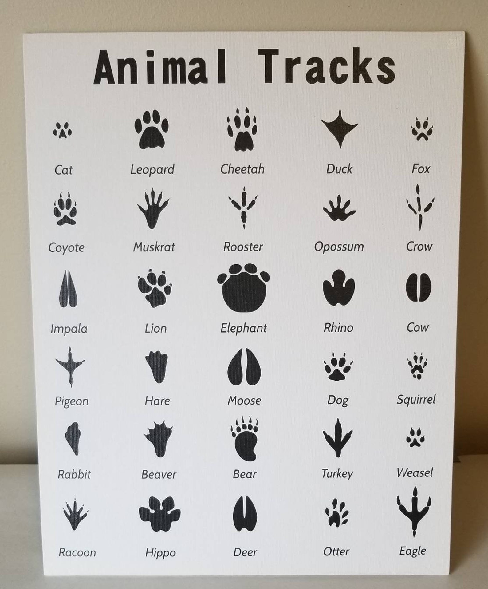 Animal Tracks Print, Nature Print, Canvas Art, Montessori Material ...