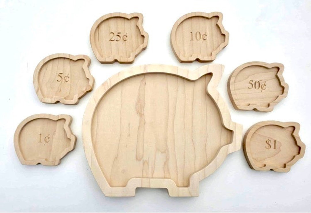 Wooden Money Sorting Trays, Wooden Piggy Trays, Wooden Board, Piggy ...