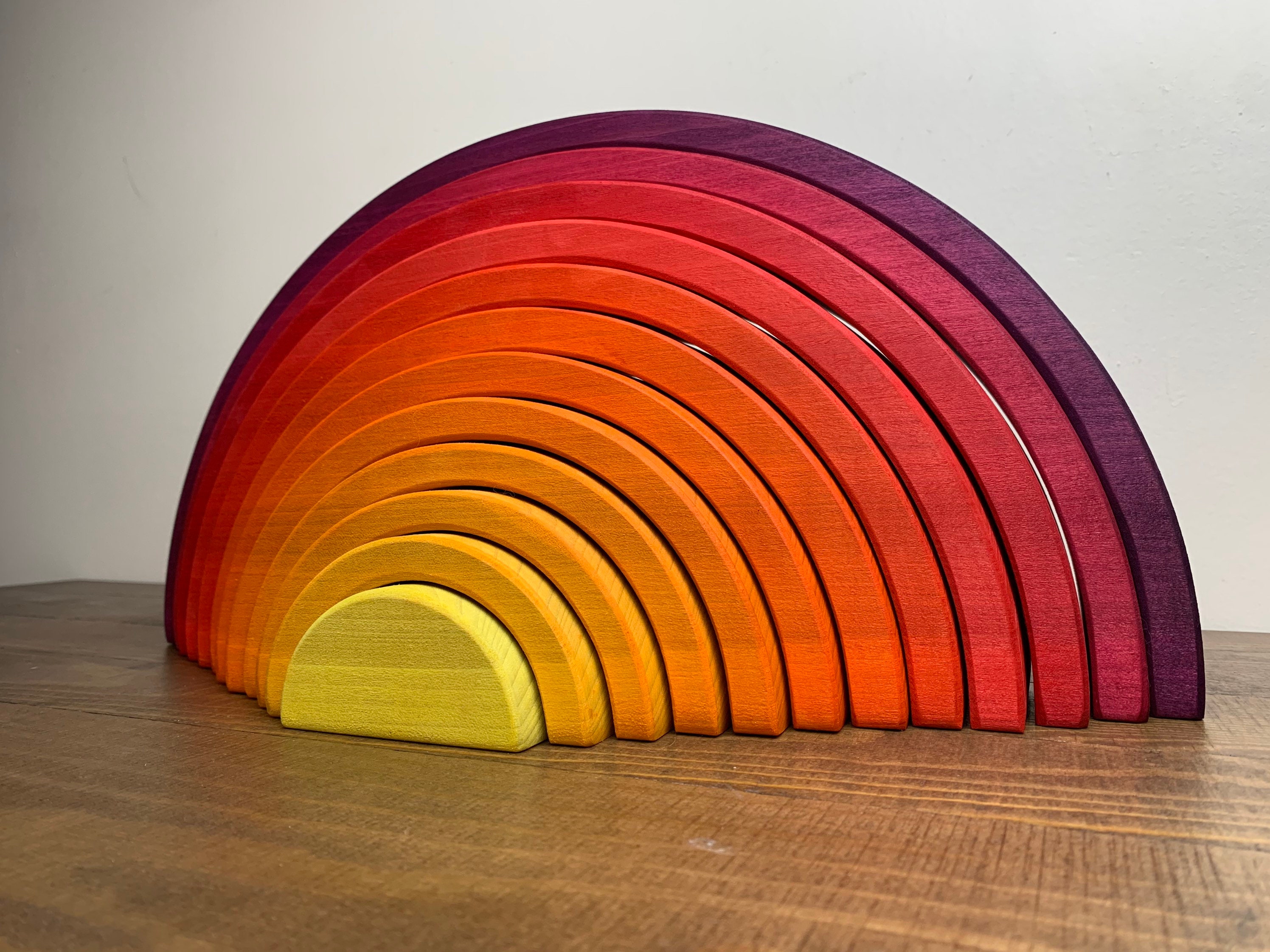 Rainbow Stacker Puzzle With Semicircles Set, Rainbow Puzzle, Montessori ...