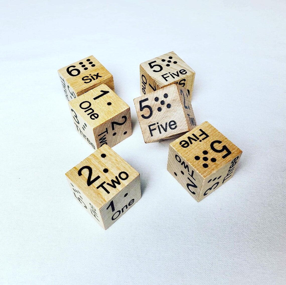 Math Dice Wooden Dice Educational Dice 3 Way Dice Math | Etsy