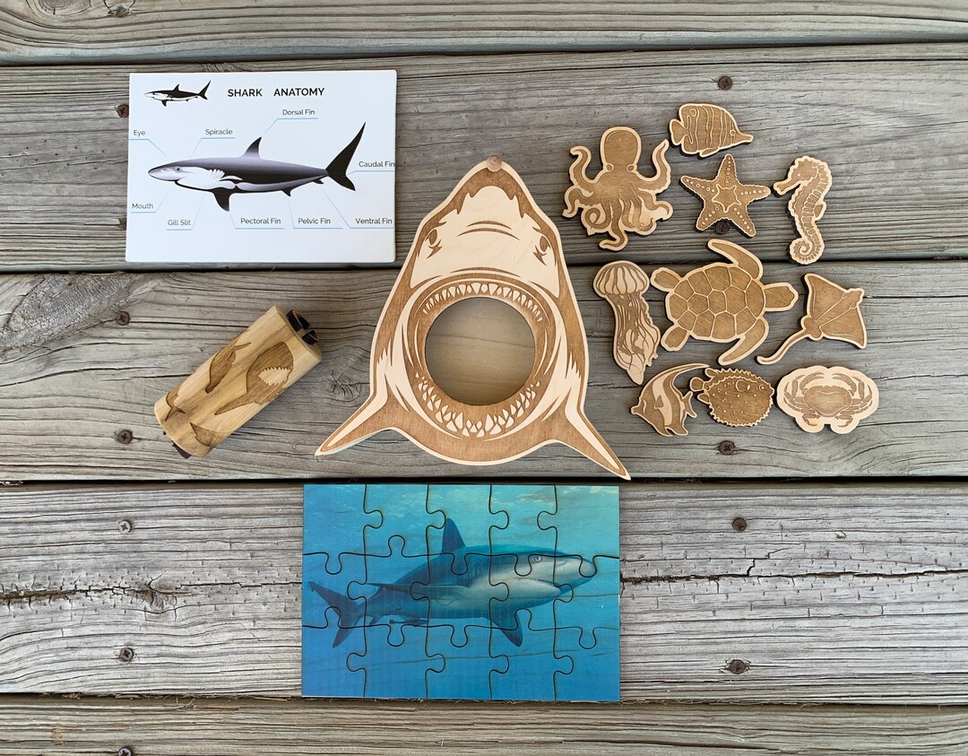 Shark Tray, Shark Educational Set, Dough Roller, Wooden Cut Outs ...